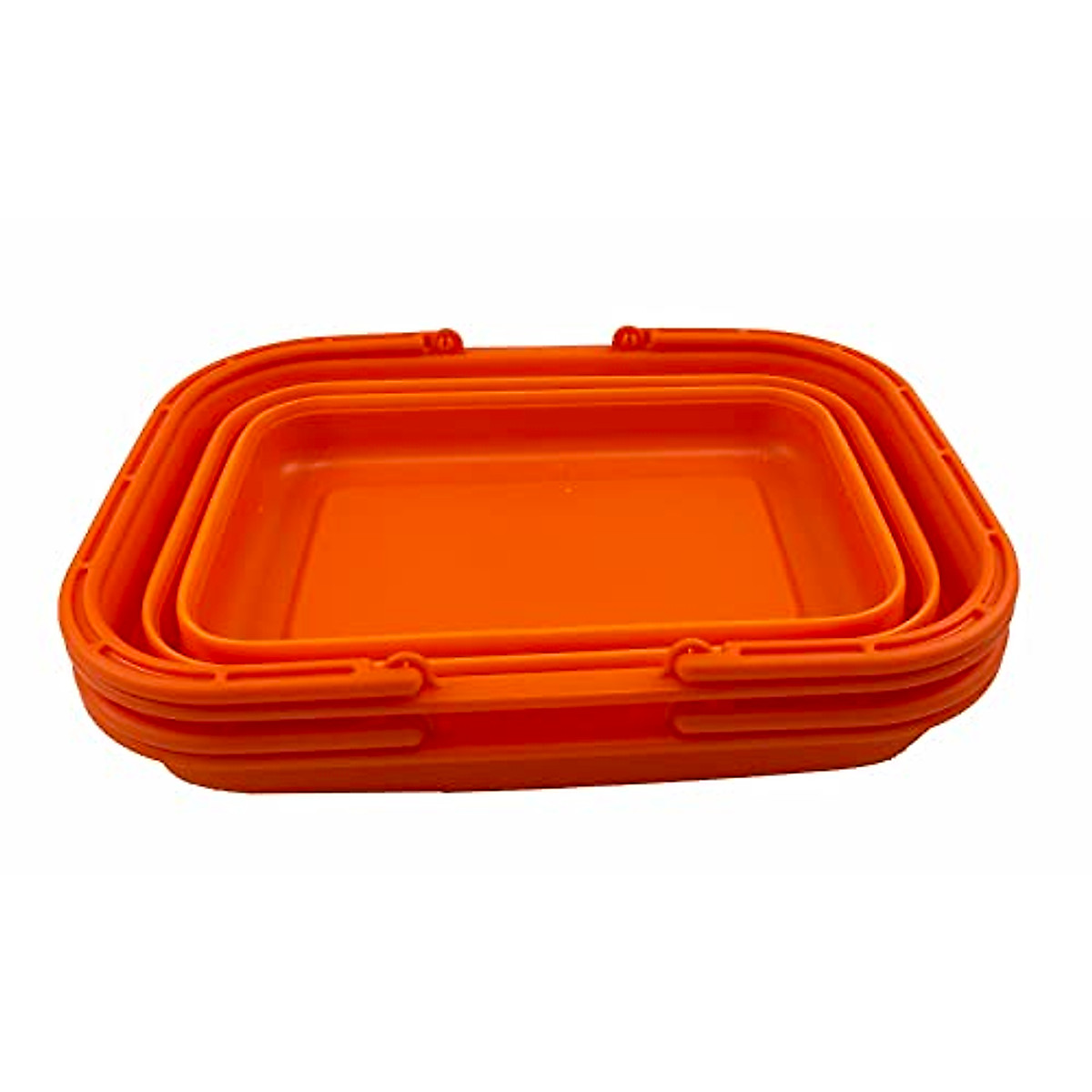 SAMMART 12L (3.17Gallon) Collapsible Tub with Handle - Portable Outdoor Picnic Basket/Crater - Foldable Shopping Bag - Space Saving Storage Container (Orange)