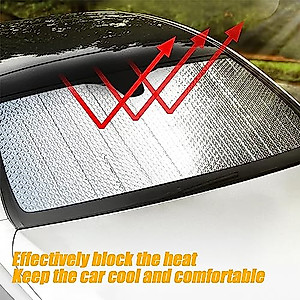gunhunt 1 PC Car Windshield Sunshade, Silver Foldable Reflective Sun Visor, Front Window Sun Protector Cover, Sunlightproof Bubble Insulation Board, Fits Car, Small Sedan, SUV (55.1In x 27.5In)