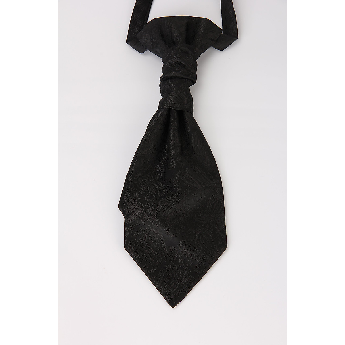 Hello Tie Pre-tied Microfiber Ascot Ruche Paisley Cravats Tie for Men (Black)