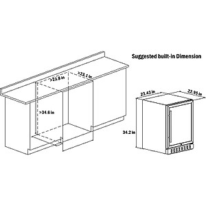 AAOBOSI 24 Inch Beverage Cooler, 164 Cans Freestanding and Built-in Beverage Refrigerator with Advanced Cooling System, Adjustable Shelf, Energy Saving, Ideal for Soda, Water, Beer, Wine