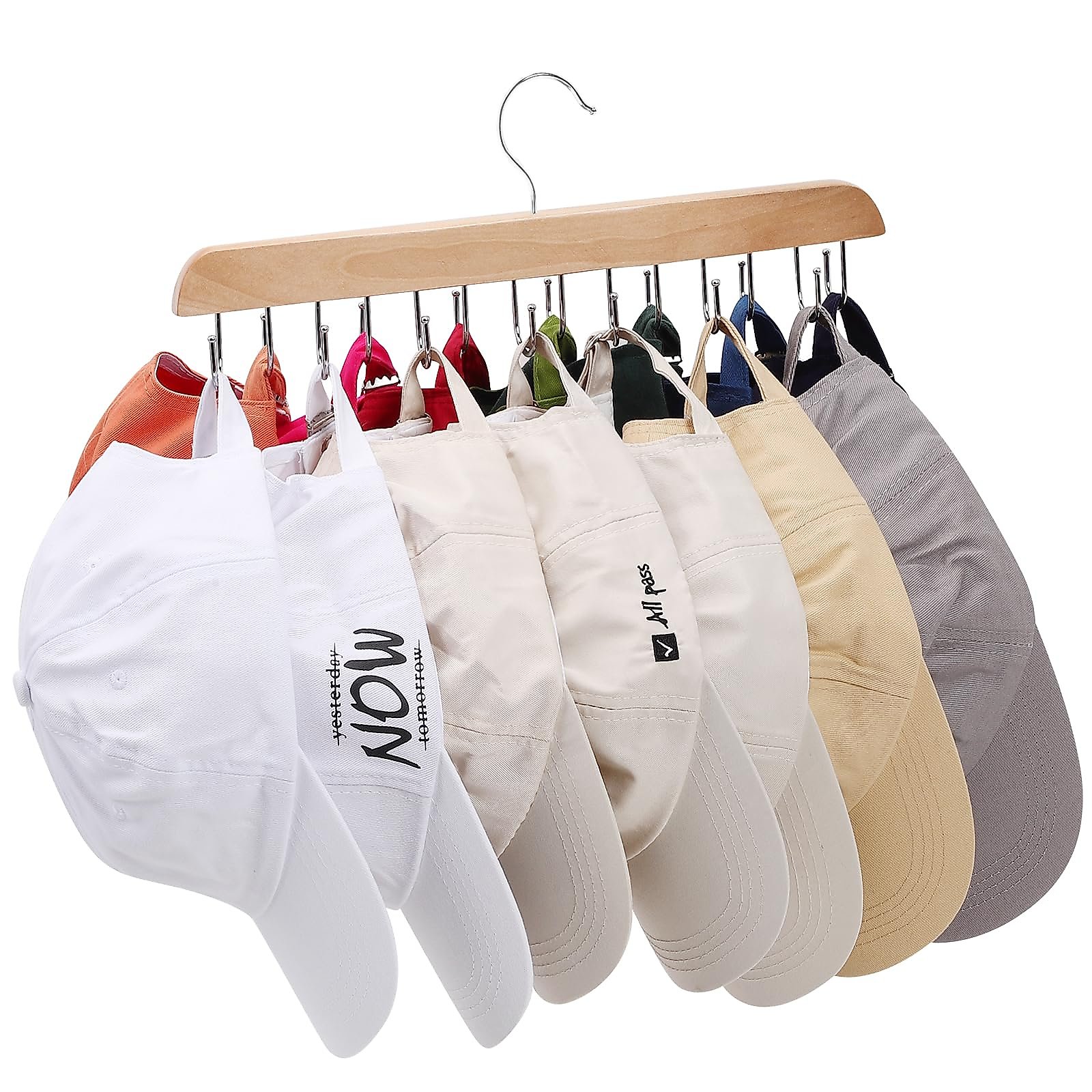 Hat Rack for Baseball Hat Storage Organizer with 14 Hat Hooks for a Perfect Closet Hat Organizer, Perfect for Hang Ball caps, Bra, tie and Belt,and Easy for Home Storage and Organization.