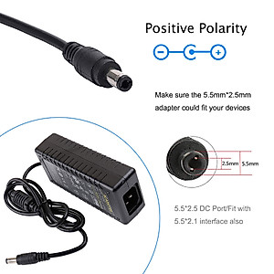 COOLM 48V 60W Power Supply Adapter 1.25A Charger 5.5x2.5mm DC for Swann NVR, PoE Switch Injectors POE-8-48v60w GPOE-4A-48v48w PS-48v60w POE-8, 48 Volt 60 Watt 1.25 Amp