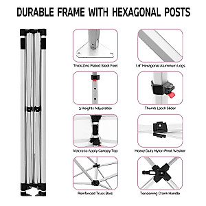 ABLEM8CANOPY Custom Canopy Tent 10x10 with Logo, Personalized Pop Up Canopy Tent with Optional Walls for Business Events, Trade Shows, Farmers Market, Roller Bag Included(ICE Cream)