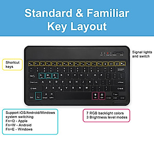 SENGBIRCH iPad Pro 12.9 Case with Keyboard 2nd Generation, for iPad Pro 12.9-inch - 2015 1st, 2017 2nd Generation, (Old Model: A1670/A1671/A1584/A1652), 7 Colors Backlit, with Pencil Holder, Black