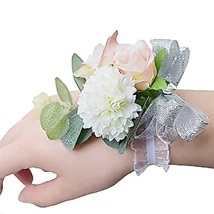One Boat Wedding Bride Wrist Corsage Lace Wristband Corsage Bridesmaid Womens Wrist Corsage for Party Prom Homecoming,Set of 6