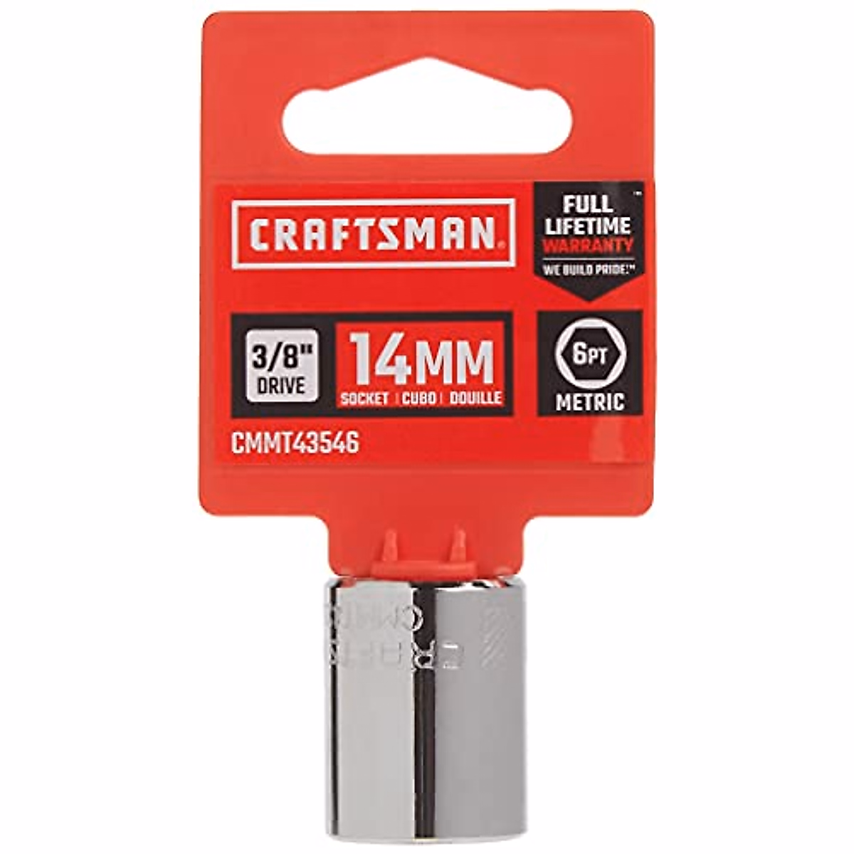 CRAFTSMAN Shallow Socket, Metric, 3/8-Inch Drive, 14mm, 6-Point (CMMT43546)