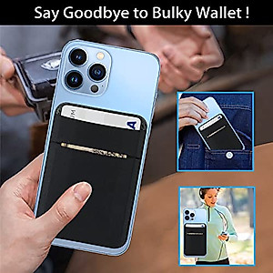 YesDoes Magnetic Phone Card Holder,Compatible with MagSafe,Stretchy Lycra Double Pocket Wallet,Credit ID Card Cash Pouch,Mag Safe Phone Sleeve Case,Design for iPhone 14,13,12,Plus,Pro,Pro Max Black