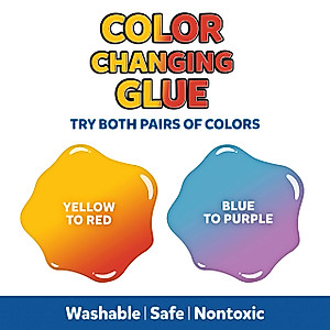 Elmer's Color Changing Liquid Glue, Great for Making Slime, Washable, Yellow to Red, 9 Ounces