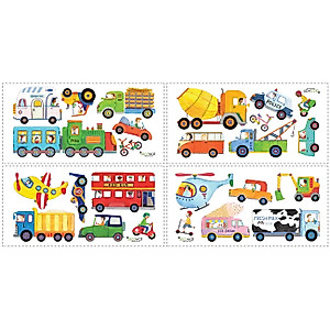 DECOWALL DW-1405 The Transports Kids Wall Stickers Wall Decals Peel and Stick Removable Wall Stickers for Kids Nursery Bedroom Living Room d?cor