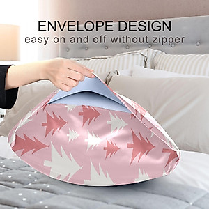 Christmas Trees Pillow Covers Silk Pillowcase for Hair and Skin with Envelope Closure Satin Pillowcase Standard Size Pillow Case for Bedroom Bed Sleeping (20x30 Inch)