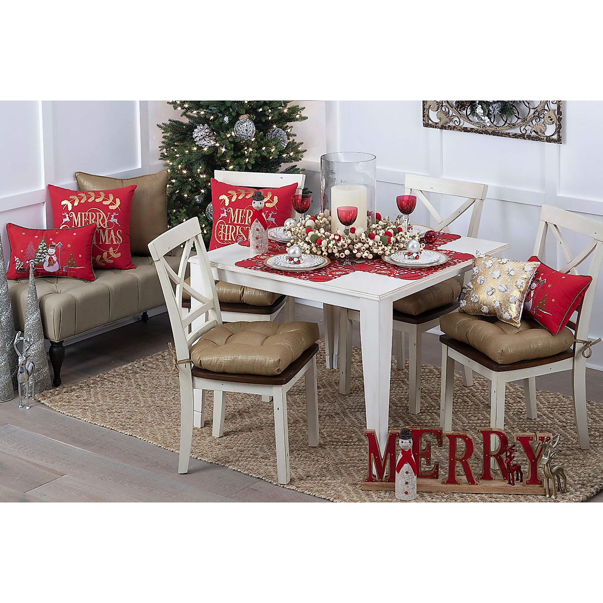 Pillow Perfect Christmas Frosty Scene Decorative Lumbar Pillow, 1 Count (Pack of 1), Green