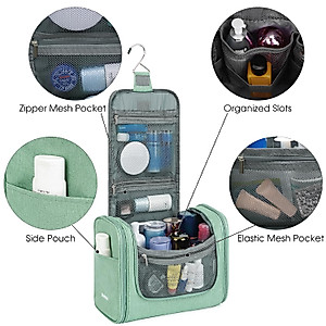WANDF Large Hanging Toiletry Bag Travel Cosmetic Makeup Organizer Water-Resistant Shower Bathroom Bag for Women and Men (Green)
