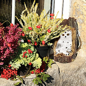 Solar Garden Lights Outdoor Decorative Owl Statue Lights Solar Hanging Lanterns Waterproof Owl Resin Lamp with Handle Solar Powered Decorative Lights for Patio, Yard, Lawn, Garden Decor( White Wing)