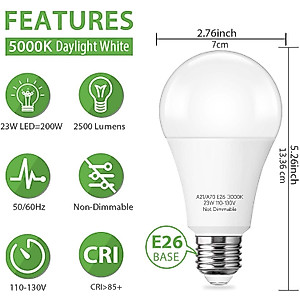 Prosperbiz 150-200W Equivalent 23W LED Bulb, A21 LED Super Bright Light Bulb, 2500 Lumens, Daylight White 5000K for Home, Office, Store, Garage, Warehouse, Garden, Commercial Lighting