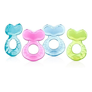 Nuby Silicone Teethe-eez Teether with Bristles, Includes Hygienic Case, Colors May Vary