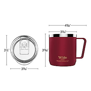 VAHDAM Wife Mug (300ml/10.1oz) Red Reusable Mug | 18/8 Stainless Steel, Vacuum Insulated Travel Tumbler Cup | Carry Hot & Cold Beverage | Sustainable Tea & Coffee Mug, Wife Gifts