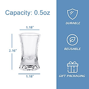 Jaepsing Shot Glasses, 0.5oz Heavy Base Shot Glass Set of 6/Cute Shot Glasses/Clear Shot Glasses/Cordial Glasses/Perfect for Spirits