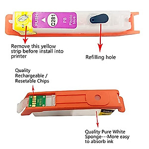 HEMAINK Empty Refillable Ink Cartridge and 500ml Ink Compatible for Canon 280XXL 281XXL PGI-280XXL CLI-281XXL for Pixma TR8620 TR8622 TS6220 TR8520 TS9520 TS6120 TR7520 TS9521C TS6320 TS702 Printer