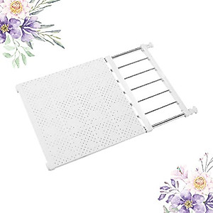 DOITOOL Expandable Closet Tension Shelf Storage Rack Adjustable Metal Storage Rack Cabinet Organizer DIY Divider Separator for Cabinet Wardrobe Cupboard Kitchen Bathroom, 13-20.86 inches