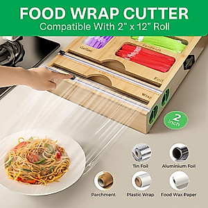 Seek&Perceive 6in1 Food Storage Bag Organizer, Baggie Organizer For Drawer-Foil and Plastic Wrap Organizer with Cutter-Bamboo Kitchen Organizers Compatible with Gallon,Quart,Snack,Sandwich and 12"Roll