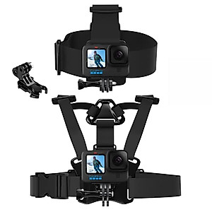 TELESIN Head Mount Strap Chest Mount Harness Video Camera Mount Accessories Kit Compatible with GoPro Hero 11,10,9,8,7,6,5,4, Session 3+, 3, 2, 1, Hero (2018),Fusion,DJI Osmo Action Cameras
