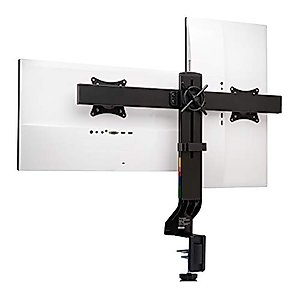 Kensington Dual Monitor Mount for Desk, C-clamp Vesa Monitor Stand Fits 2 Ultrawide Monitors Up to 27 Inches, Low Profile Monitor Stand, Height Adjustable Rotating Free Standing Monitor Arm, Black