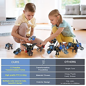 11 Shapes Dinosaur Transforming Robot Toys for Kids 6+, 4 Packs STEM Transformed Action Figure, 4-in-1 DinoRobot Alloy Model Toys, Birthday Gifts for Boys Girls Age 6 7 8 9 10+ Year Old