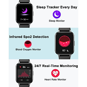 Smart Watch Android Fitness Tracker: 1.7" Smartwatch with Heart Rate SpO2 Sleep Monitor for Men Women, 5ATM Swimming Waterproof Fitness Watches for Android Phones & iPhone Compatible, 112 Sports Modes