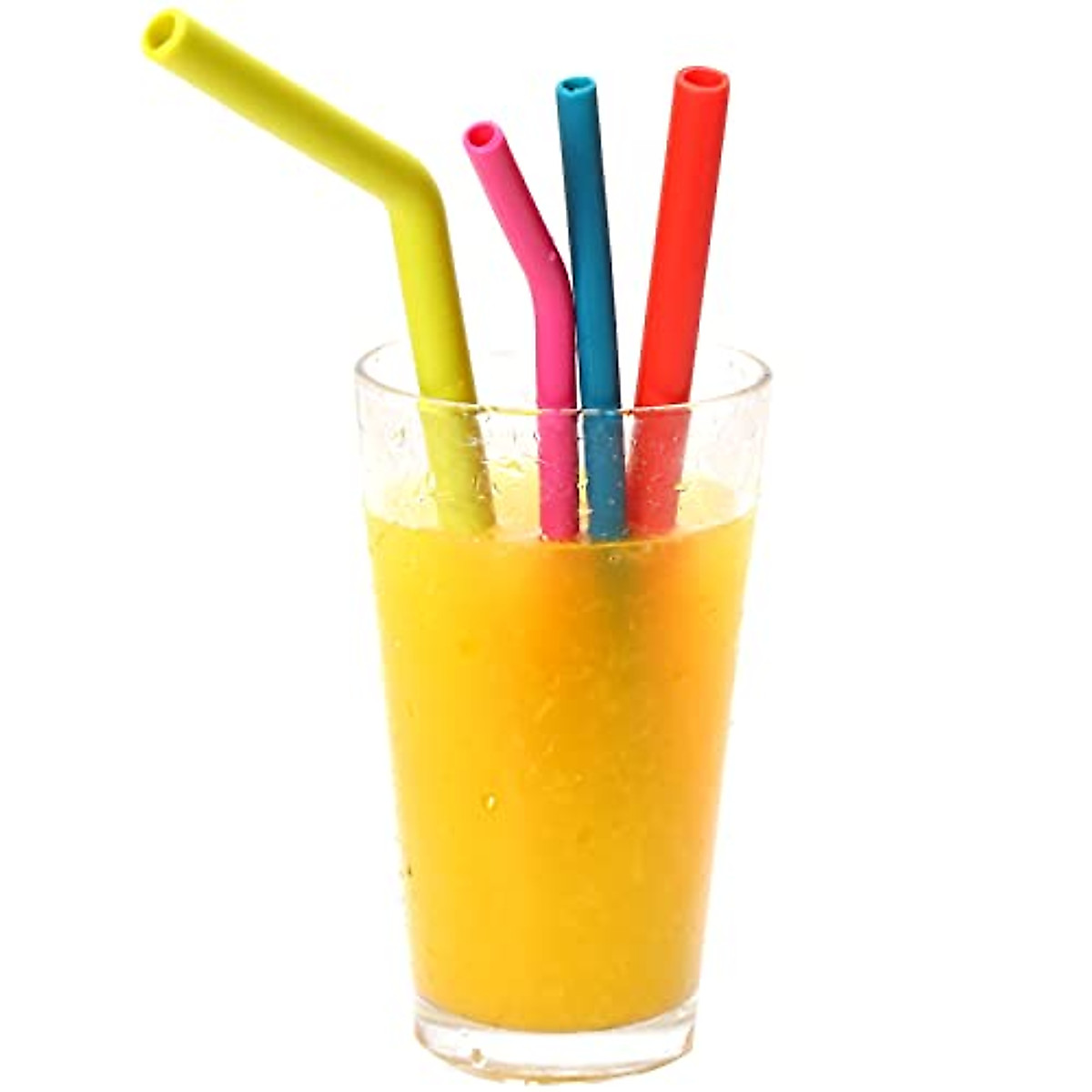 12 Pack Reusable Silicone Drinking Straws for 20 or 30oz Bottles- Flexible Straw with 2pc Cleaning Brushes BPA Free Multicolor (Diameter 7mm+10mm)