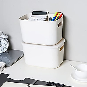 Citylife 4 Packs Plastic Storage Bins with Lids White Storage Box with Handle Stackable Containers for Organizing, 10.12 x 6.97 x 6.22 inch