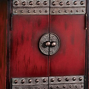 Touch of Class Oriental Pagoda Key Wall Cabinet Bronze - Oriental Furnishings Asian Accent - Accommodates Multiple Sets - Six Hooks Inside - Magnet Latched Double Door
