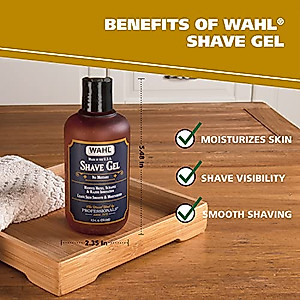 Wahl Shave Gel for a Clean, Close, Comfortable Shave. Easy to See Edging with the Clear Gel, Easily Clean the Razor and Soften Beard and Skin. Reduce Knicks, Scrapes, & Irritation – 8.5 Oz - 805609A