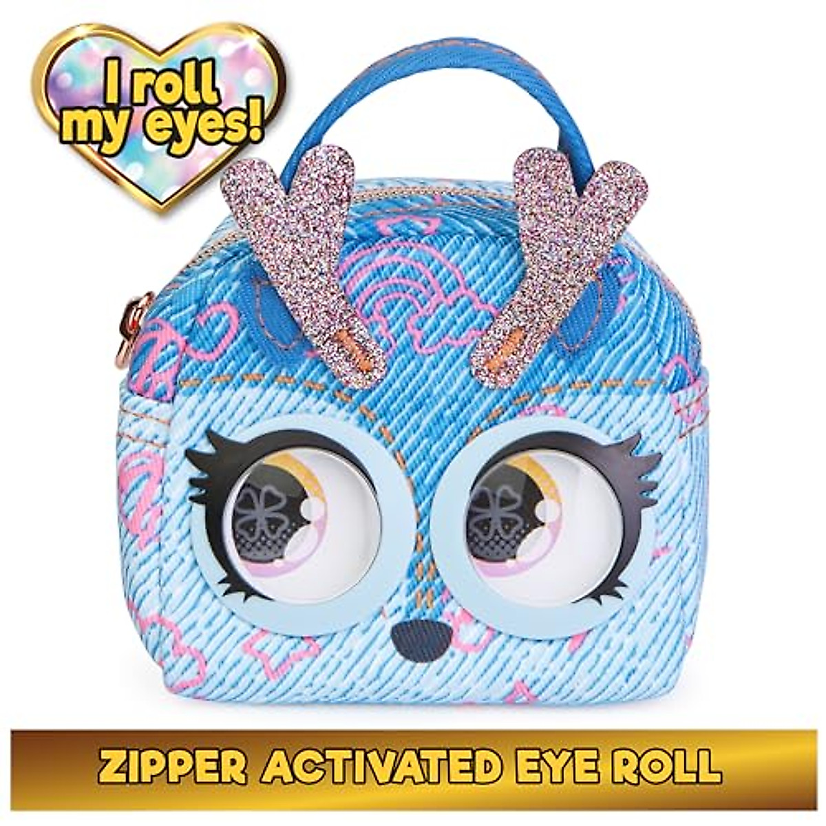 Purse Pets Micros, Denim Deerie Stylish Small Purse with Eye Roll Feature, Kids Toys for Girls Aged 5 and up