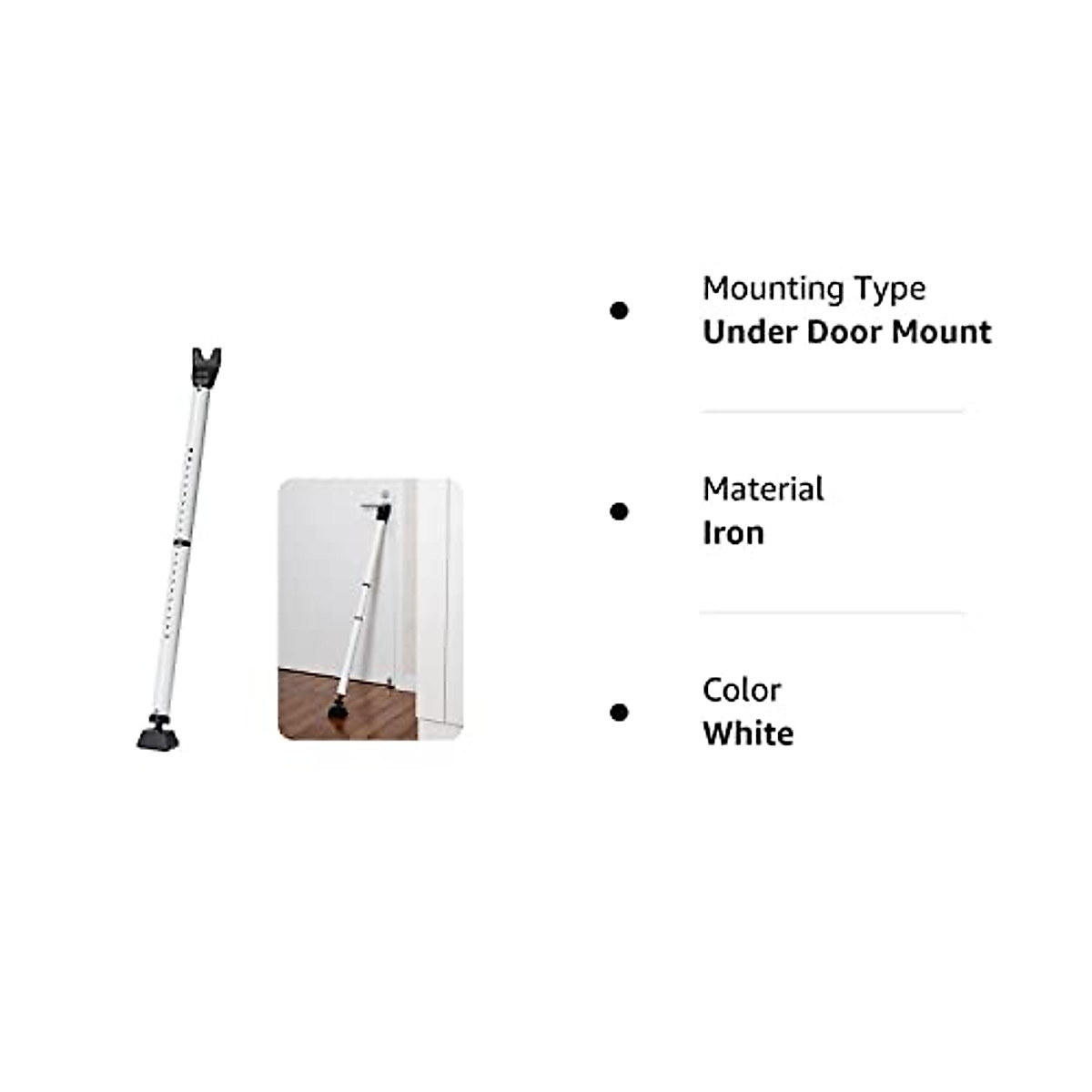 HonesaLoc 2-in-1 Door Security Bar & Sliding Patio Door Stopper Security Jammer Bar Child Proof Adjustable Constructed of High Grade Iron Window Doors Security Bars, White