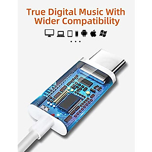 MAS CARNEY 【2 Pack Black+White】 Digital USB Type C Earphones, TI3/TH4 USB C Earbuds,in-Ear Earbud Noise Isolating Pure Sound and Powerful Bass for USB-C Type-c Music Device