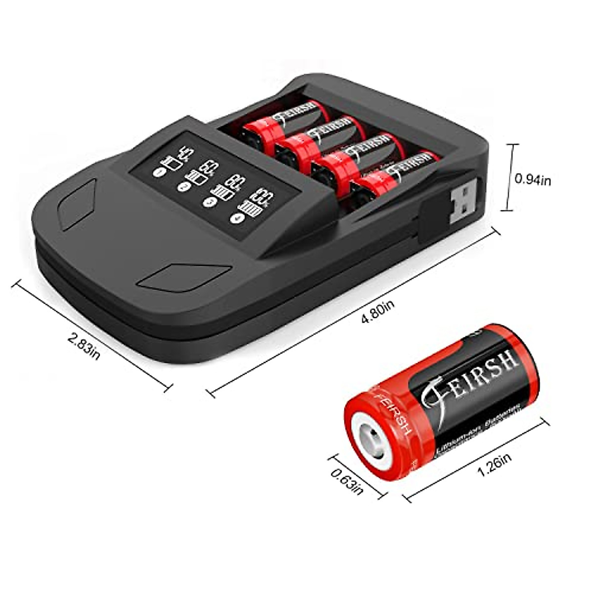 123A 3V Lithium Battery for Arlo, 8 Pack Battery Charger with 3.7V 800mAh Rechargeable Batteries for Arlo Cameras VMC3030 VMK3200 VMS3330 3430 3530 and Flashlight Microphone