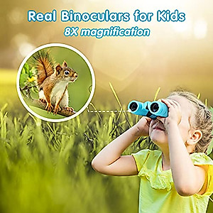 Binoculars for Kids, Gifts for 3-12 Year Boys Girls, Compact Kids Binoculars 8x21 High-Resolution for Bird Watching, Camping, Exploration, Hiking, Hunting, Sports Events and Safari Park (Blue)