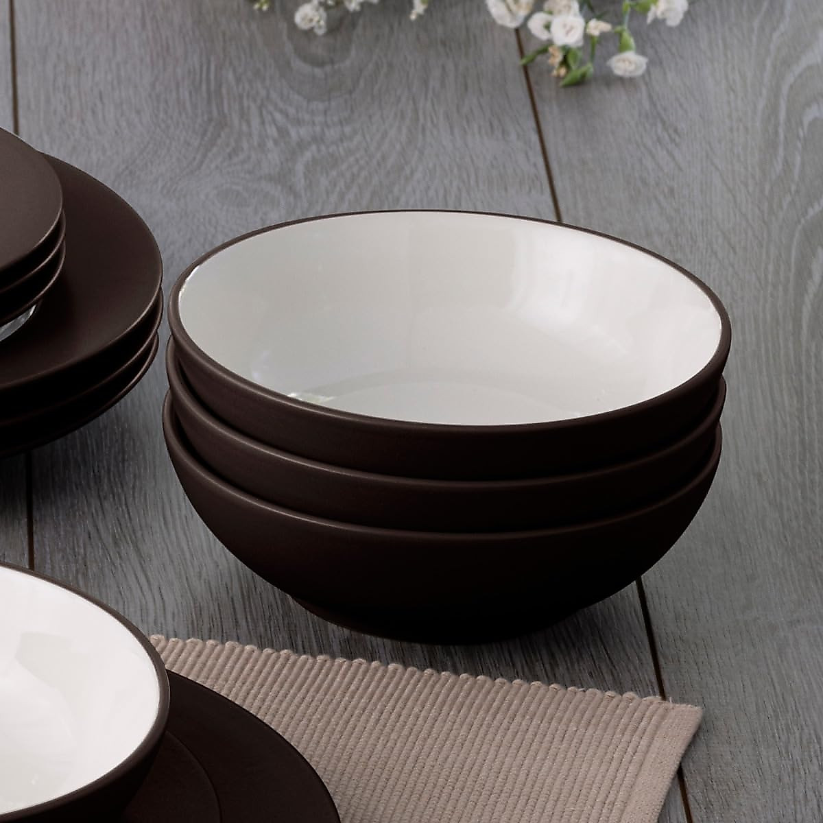 Noritake Colorwave Chocolate Bowl, Soup/Cereal, 7", 27 oz., Set of 4 in Brown