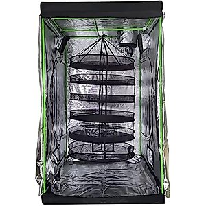 HORTIPOTS Herb Drying Rack 360 Degree Access 3 Feet Clip Adjustable Center Support Straps NO Sagging Fine Mesh Netting (Heavy Duty Clips 3FT)