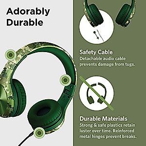 LilGadgets Connect+ Pro Boys Headphones for School - Designed with Kids' Comfort in Mind, Foldable Over-Ear Headset with in-line Microphone, Headphones Wired, Headphones for Kids, Digital Camo
