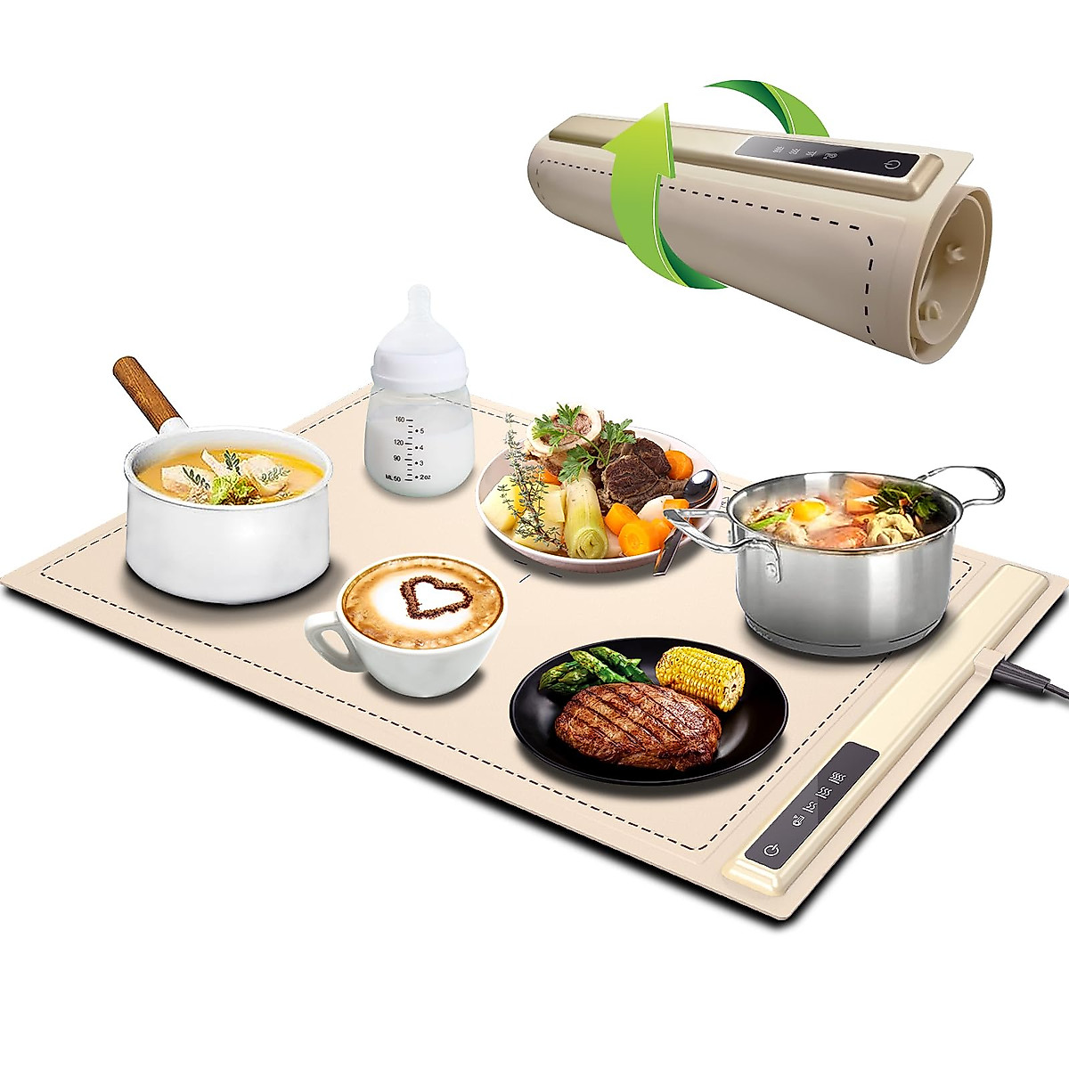 Upgrade Electric Warming Tray with Adjustable Temperature-Portable Warming Mat for Food,Roll Up Silicone Food Warmer for Parties with 3 Temperature Settings,Versatile Food Warmers for Parties Buffet