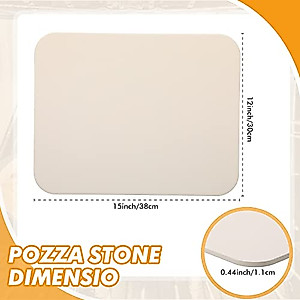 2 Pcs 15 x 12 Inch Pizza Stone, Rectangular Baking Stone, Heavy Duty Cordierite Bread Stone for Oven Grill, Thermal Shock Resistant, Pizza Grilling Stone for Making Crispy Pizza, Bread
