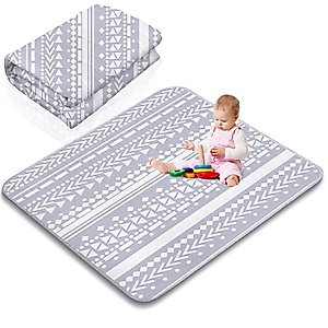 Boho Portable Baby Play Mat, 43 x 43 Inch Washable Foldable Crawling Mat, Non Slip Playmat for Babies, Kids Play Mats Pad for Floor Playpen Toddler Infants Tummy Time Activity