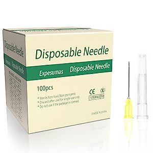 100 Pack 20Ga 1Inch Sterile Disposable Injection Needl with Cap for Scientific and Industrial Dispensing Needl Accessories
