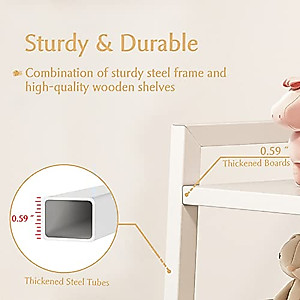 IOTXY 3-Tier Ladder Shelf Bookcase - Wood and Metal Modern Standing Bookshelf, Open Book Shelves Storage Rack, for Home Office, Living Room, Kitchen, Bedroom, Black