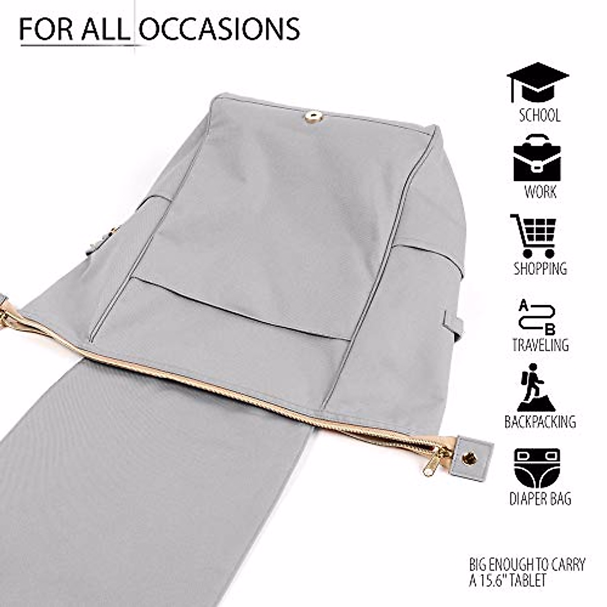 KJARAKÄR Classic Casual Backpack | Metal Zippers |Flexible Design for Gym Work School Diaper Bookbag