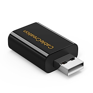 USB Audio Adapter with 3.5mm Jack, CableCreation USB External Stereo Sound Card with 3.5mm Earphone and Microphone for PS4, PS5, Windows, Mac, Linux, Plug and Play, Black