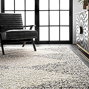 nuLOOM Scarlette Abstract Diamonds Shag Area Rug, 4' x 6', Off-white