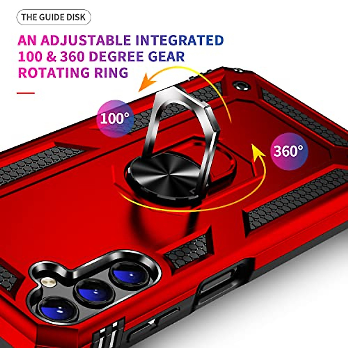 Dzxouui Samsung A14 5G Case [2 Pack] Screen Protector, Military Grade Shockproof Full Body Protection, Magnetic Kickstand - Red