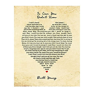 Brett Young - In Case You Didn't Know Music Decor Wall Art, Country Music Wall Decor Poster, Great Print For Home Decor, Bedroom Decor, Office Decor, or Man Cave Room Decor Aesthetic, Unframed - 8x10